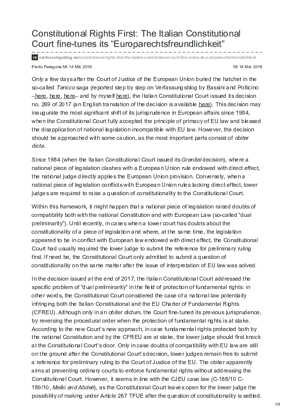 (PDF) Constitutional Rights First: The Italian Constitutional Court ...