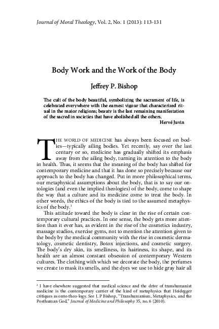 (PDF) Body Work and the Work of the Body