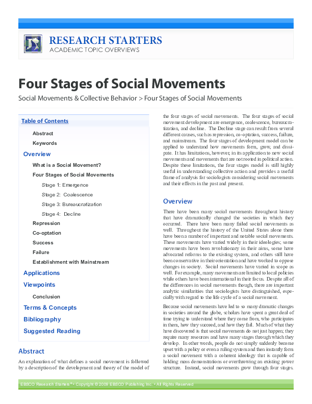 (PDF) Four Stages of Social Movements