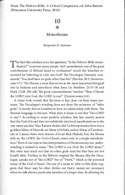 (PDF) Monotheism (from The Hebrew Bible A Critical Companion)