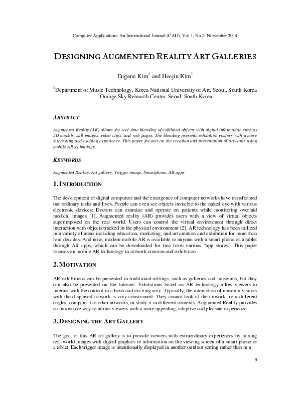 (PDF) DESIGNING AUGMENTED REALITY ART GALLERIES