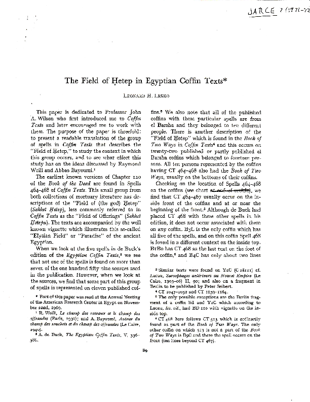 (PDF) The Field of Hetep in Egyptian Coffin Texts.PDF