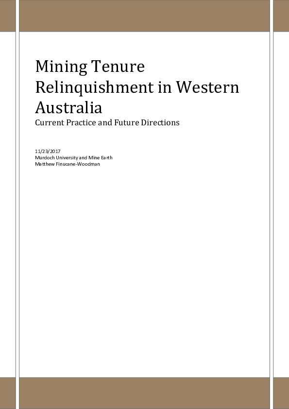 (PDF) Mining Tenure Relinquishment in Western Australia Current ...
