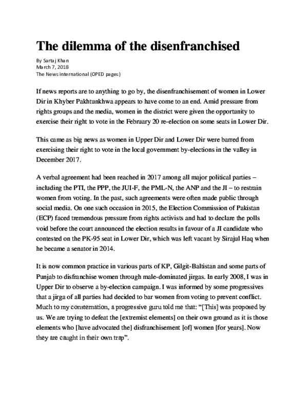 (PDF) The dilemma of the disenfranchised