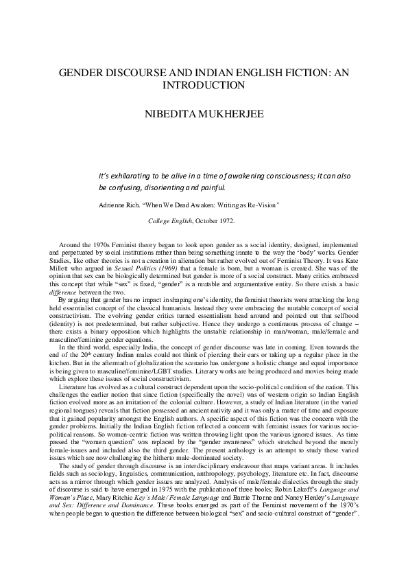 (DOC) gender discourse my paper.docx | Dr Nibedita Mukherjee - Academia.edu