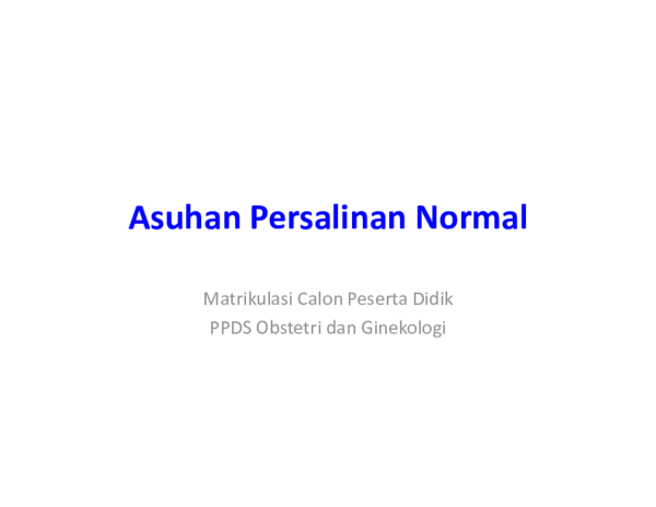 (PDF) Asuhan Persalinan Normal