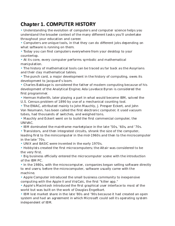 (DOC) Chapter 1. COMPUTER HISTORY