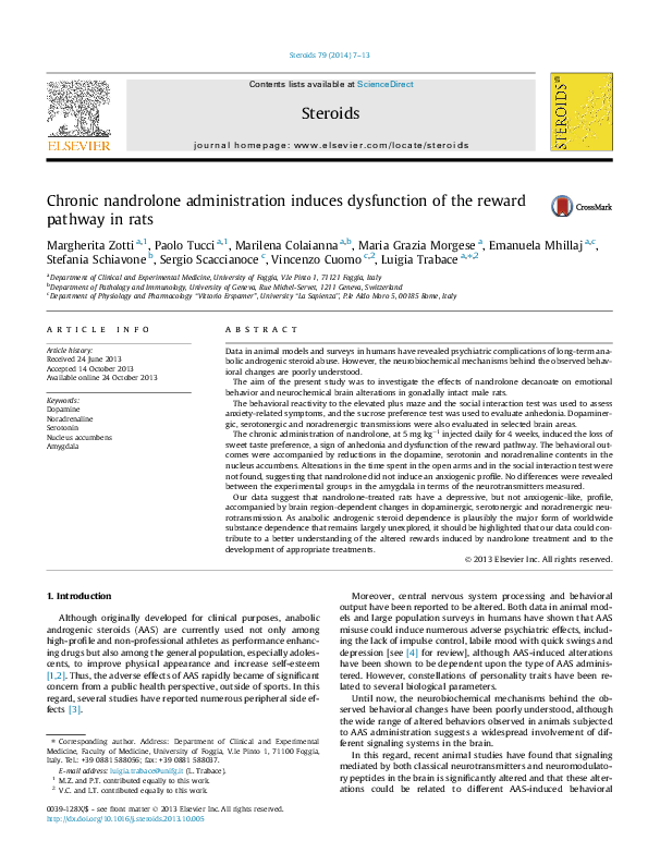 (PDF) Chronic nandrolone administration induces dysfunction of the ...