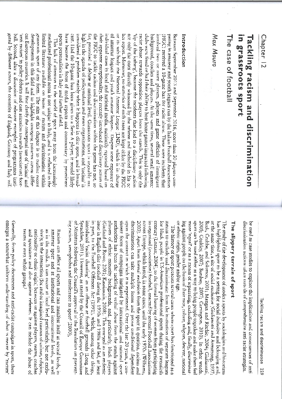 (PDF) Tackling racism and discrimination in grassroots sport. The case ...