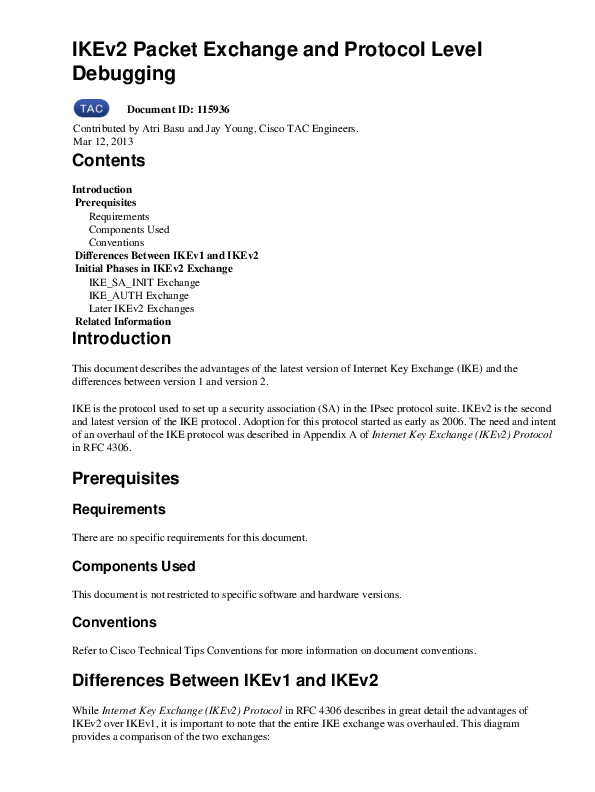 (PDF) IKEv2 Packet Exchange and Protocol Level Debugging