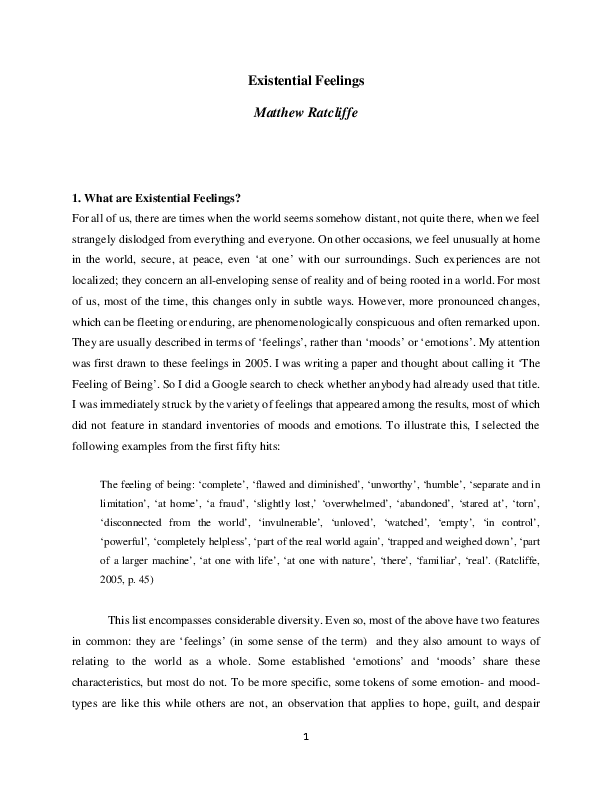 (PDF) Existential Feelings