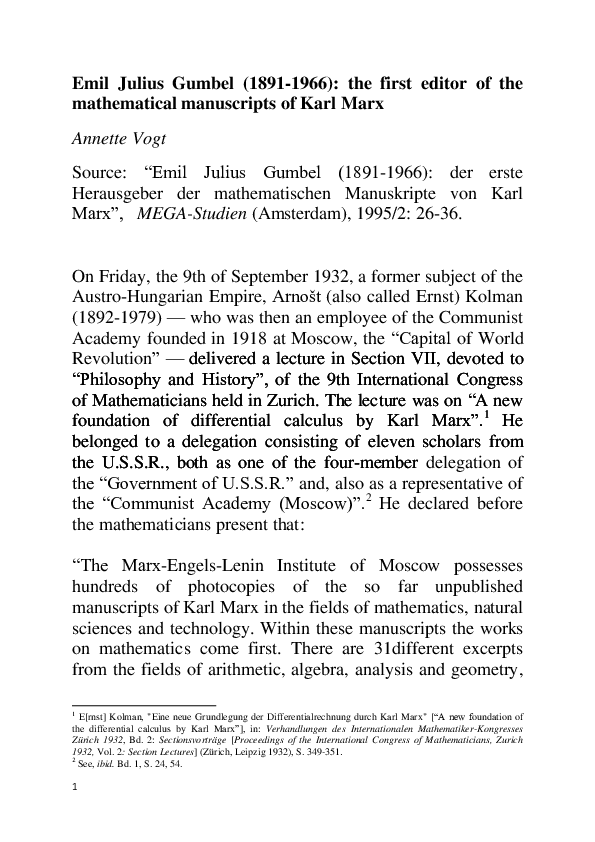 (PDF) Emil Julius Gumbel (1891-1966): the first editor of the ...