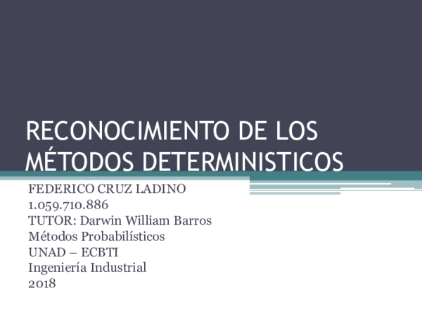 (PDF) RECONOCIMIENTO DE LOS MÉTODOS DETERMINISTICOS | Fede CRuz - Academia.edu