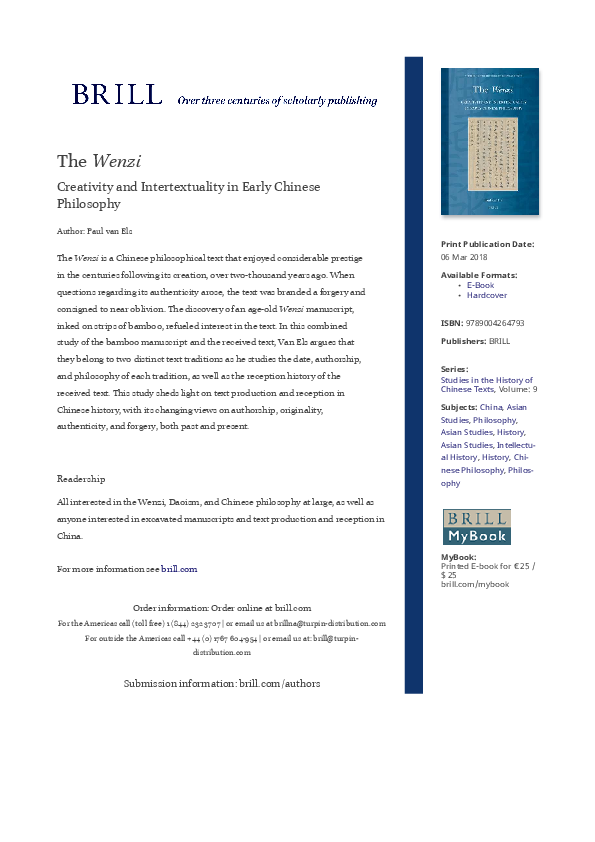 (PDF) The Wenzi: Creativity and Intertextuality in Early Chinese Philosophy