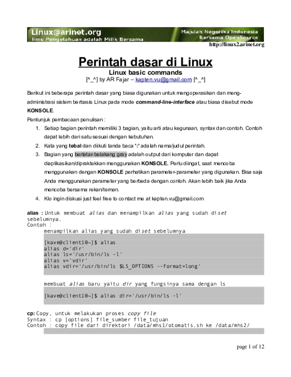 (PDF) Pengenalan dan Perintah Dasar Sistem Operasi Linux | Ryan ... (PDF) Pengenalan dan Perintah Dasar Sistem Operasi Linux | Ryan ...