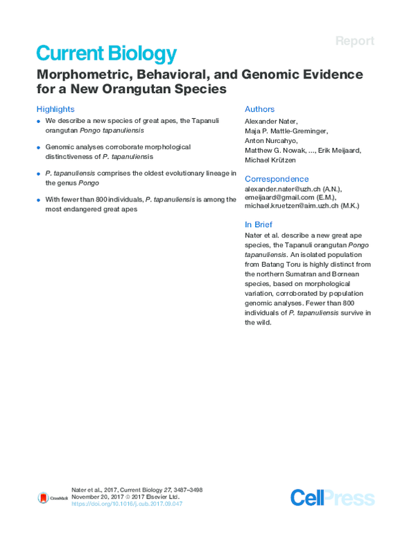 (PDF) Morphometric, Behavioral, and Genomic Evidence for a New ...