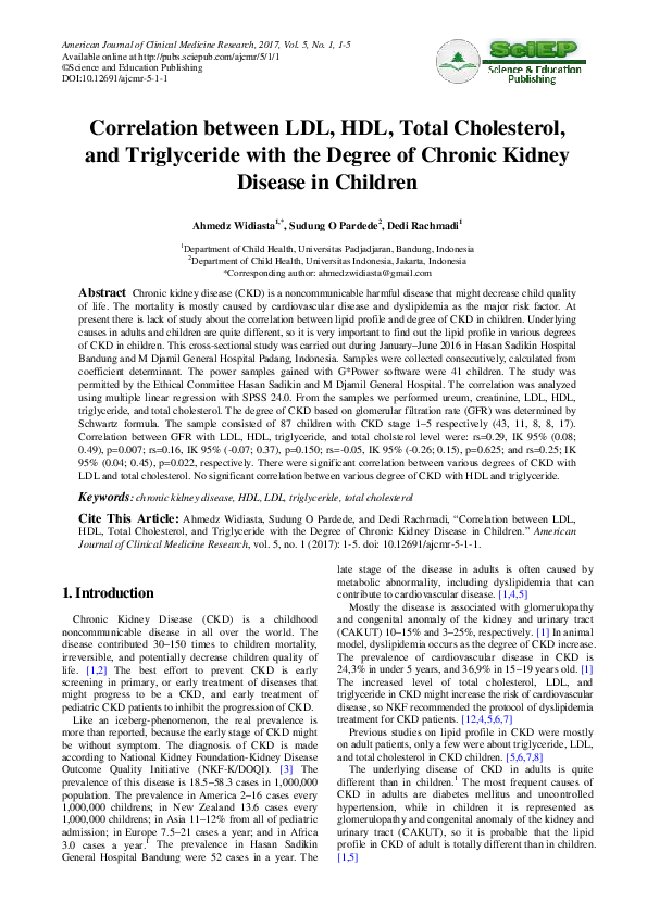 (PDF) Correlation between LDL, HDL, Total Cholesterol, and Triglyceride ...