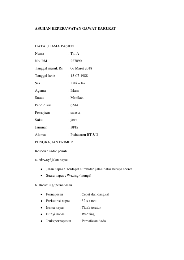 (DOC) ASUHAN KEPERAWATAN GAWAT DARURAT