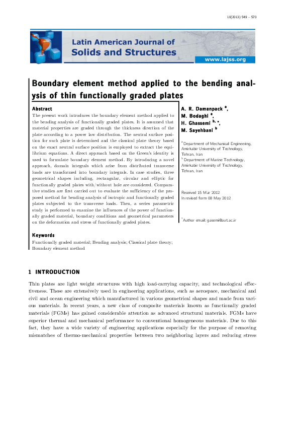 Pdf Boundary Element Method Applied To The Bending Analysis Of Thin