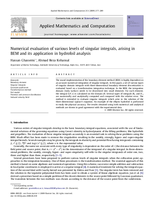 (PDF) Numerical evaluation of various levels of singular integrals, arising in BEM and its ...
