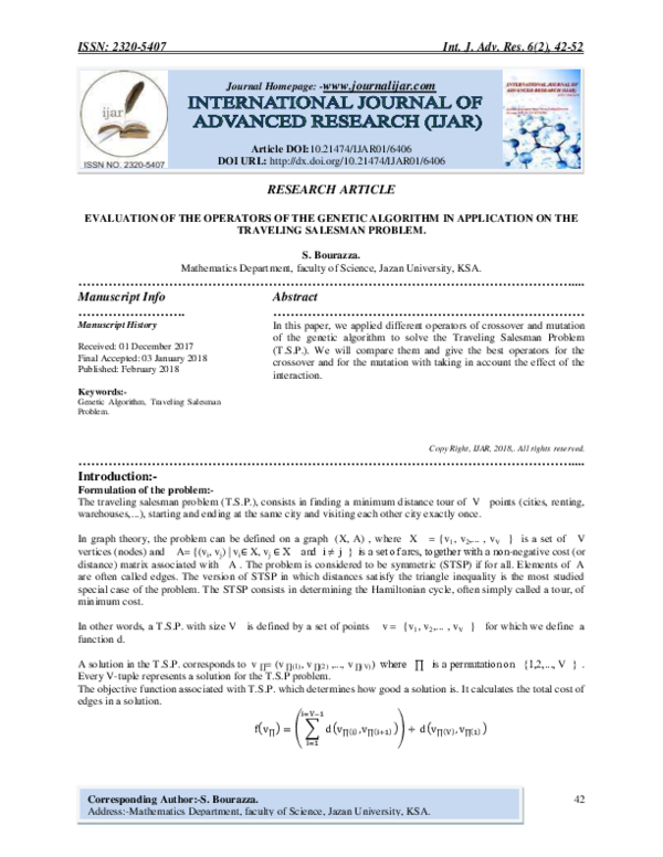 Pdf A Hybrid Genetic Algorithm For The Traveling Salesman Problem Using Generalized Partition