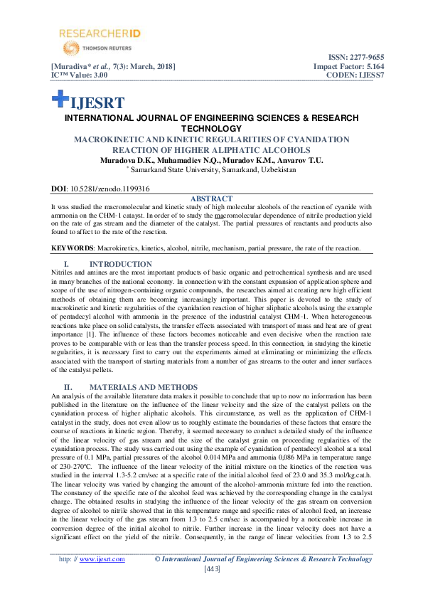 (PDF) MACROKINETIC AND KINETIC REGULARITIES OF CYANIDATION REACTION OF ...