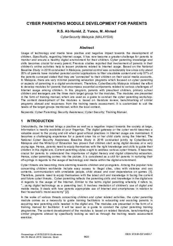 (PDF) CYBER PARENTING MODULE DEVELOPMENT FOR PARENTS