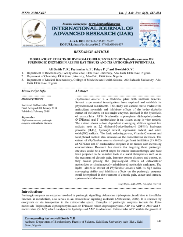 (PDF) MODULATORY EFFECTS OF HYDROALCOHOLIC EXTRACT OF PHYLLANTHUS ...