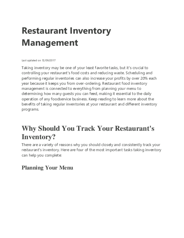 (DOC) Restaurant Inventory Management