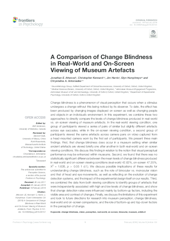 (PDF) A Comparison of Change Blindness in Real-World and On-Screen ...