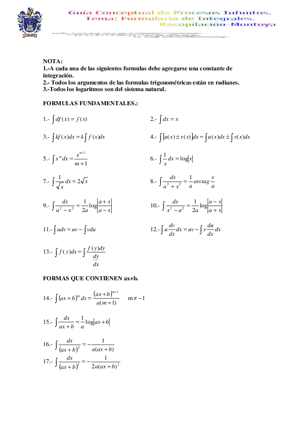 (PDF) Tabla integrales