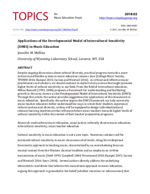 (PDF) Applications of the Developmental Model of Intercultural ...