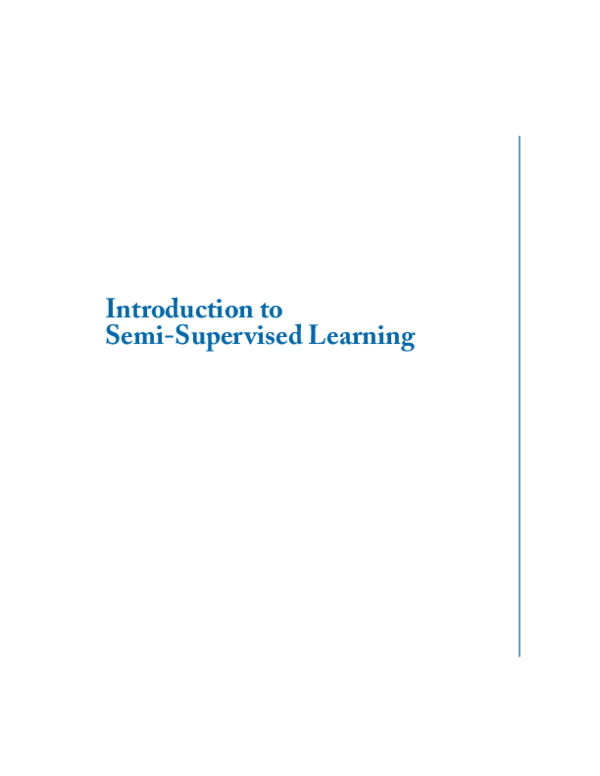 (PDF) Introduction to Semi-Supervised Learning