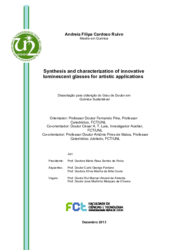 Pdf Synthesis And Characterization Of Innovative Luminescent Glasses For Artistic Applications