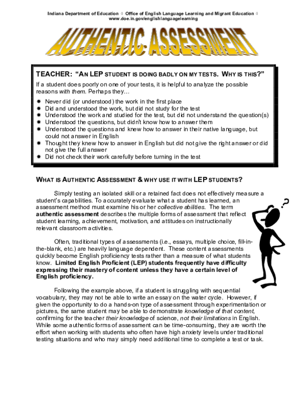 (PDF) WHAT IS AUTHENTIC ASSESSMENT & WHY USE IT WITH LEP STUDENTS