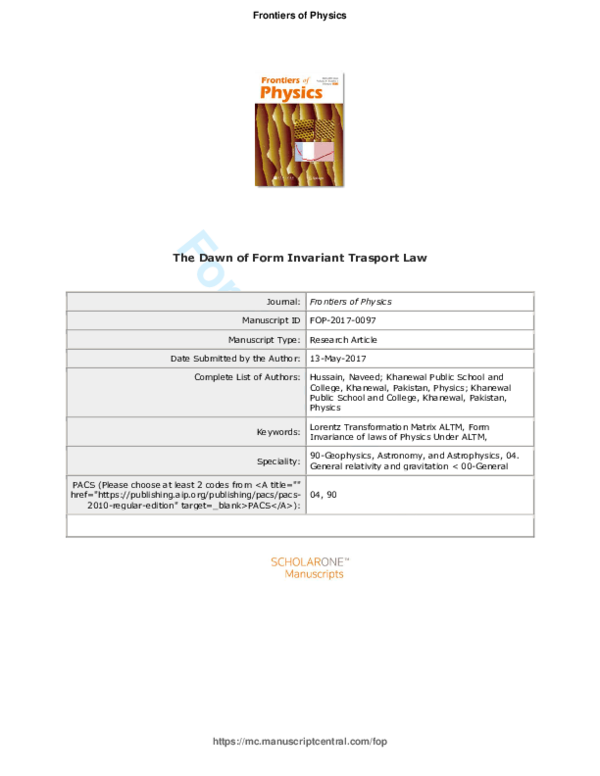 (PDF) Frontiers of Physics