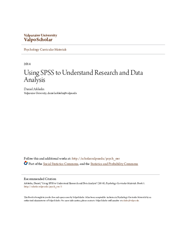 (PDF) Using SPSS to Understand Research and Data Analysis