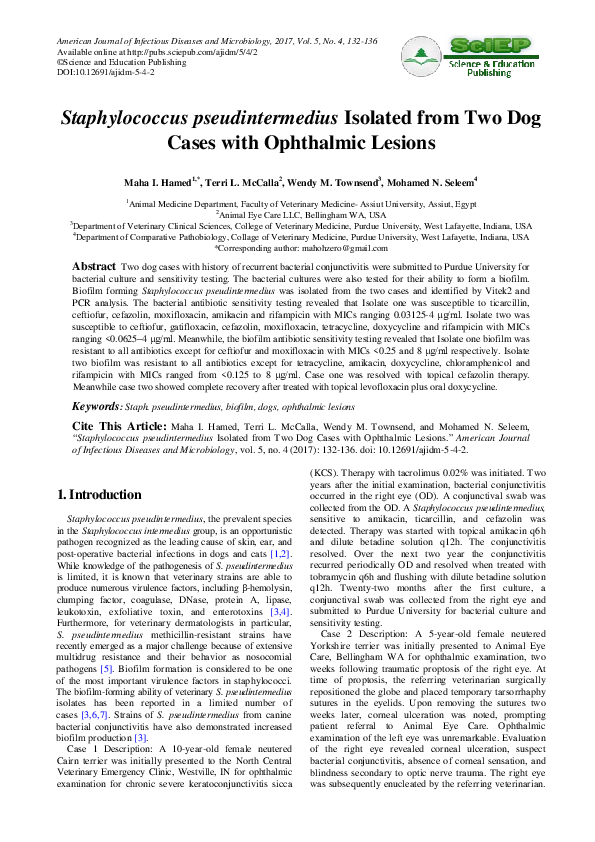 (PDF) Staphylococcus pseudintermedius Isolated from Two Dog Cases with ...