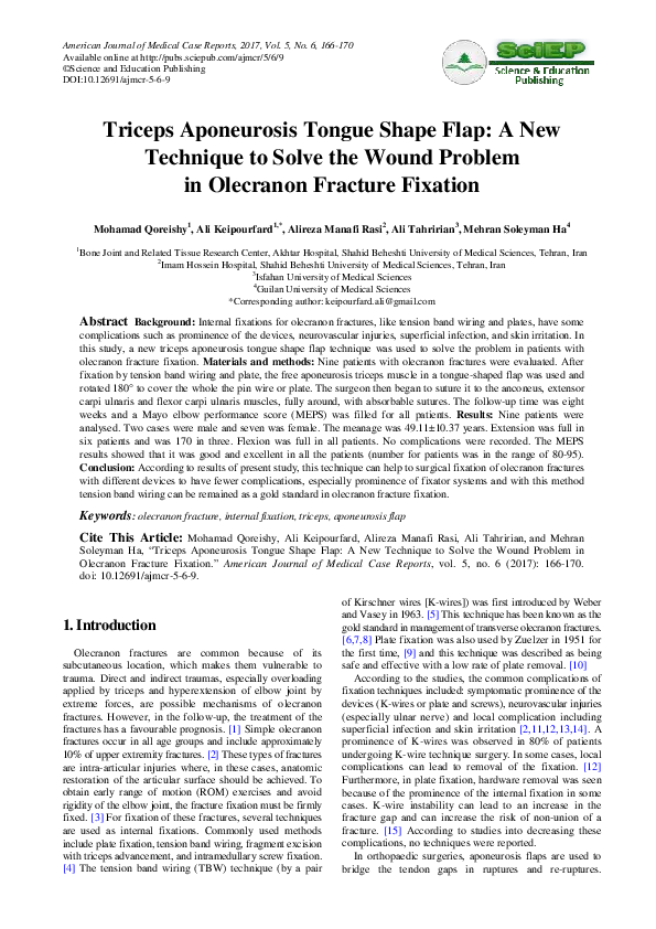 (PDF) Triceps Aponeurosis Tongue Shape Flap: A New Technique to Solve ...