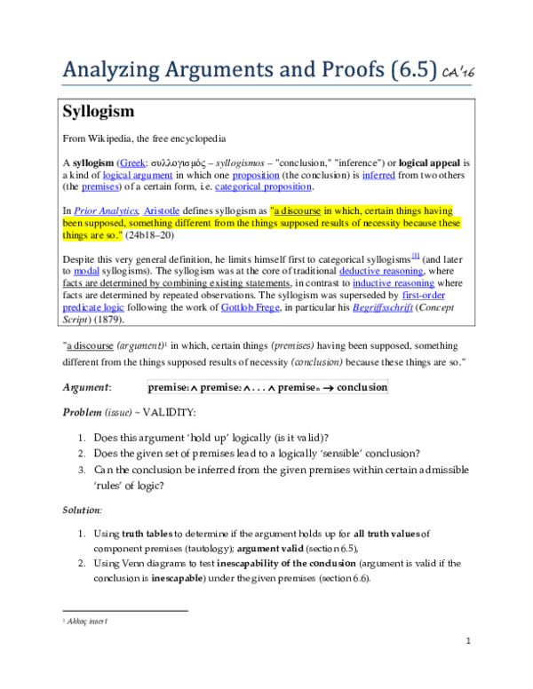 Pdf Analyzing Arguments And Proofs Truth Tables