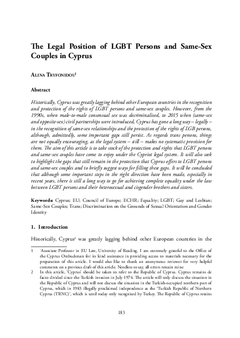 (PDF) LGBT Rights in Cyprus: Progress and Gaps