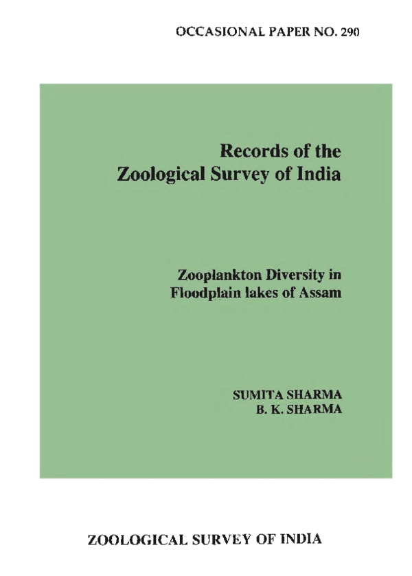 (PDF) Records of the Zoo ogical Survey of Indea Zoop ankton Diversity ...