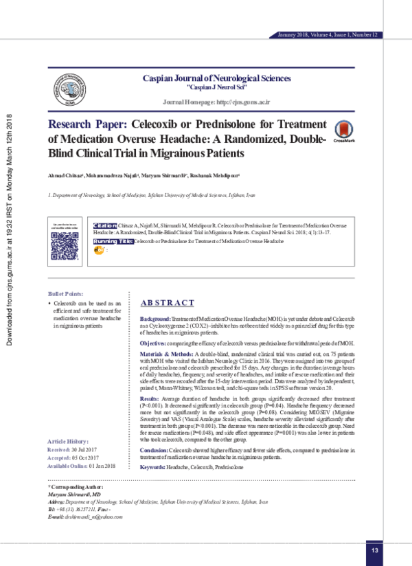 (PDF) Research Paper: Celecoxib or Prednisolone for Treatment of ...