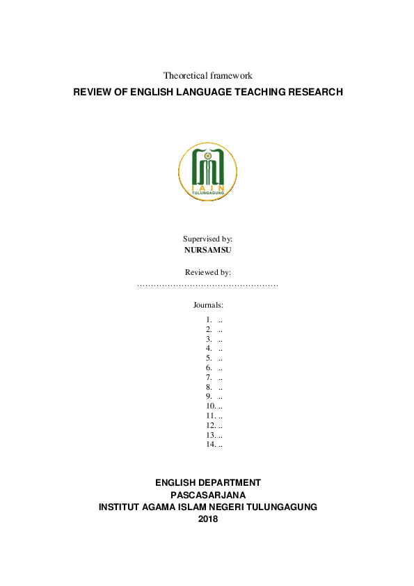 (PDF) Theoretical framework REVIEW OF ENGLISH LANGUAGE TEACHING RESEARCH