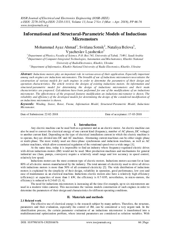 (PDF) Informational and Structural-Parametric Models of Inductions Micromotors
