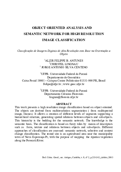 (PDF) Object oriented analysis and semantic network for high resolution image classification