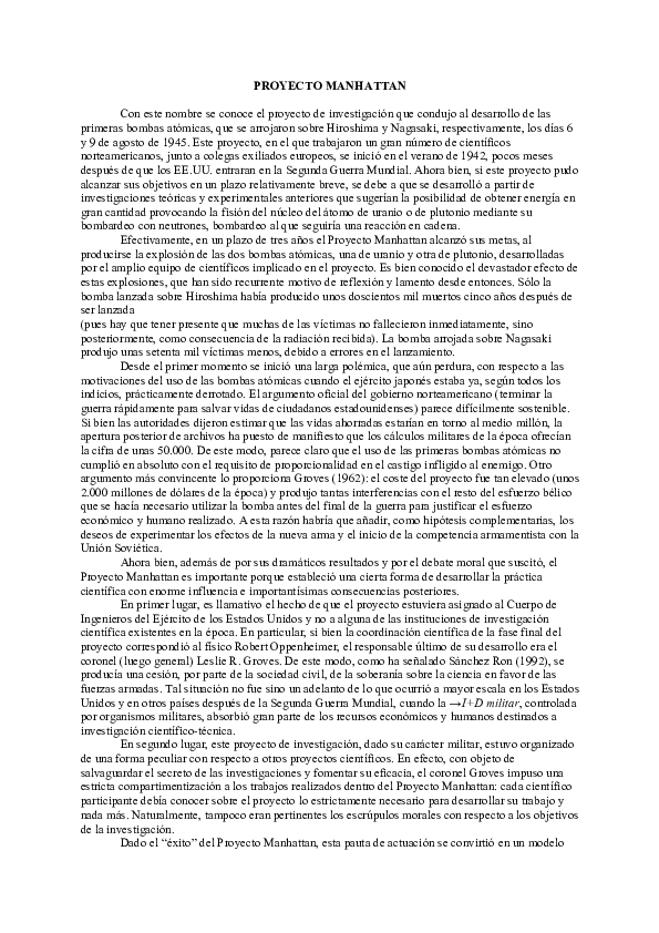 (PDF) PROYECTO MANHATTAN