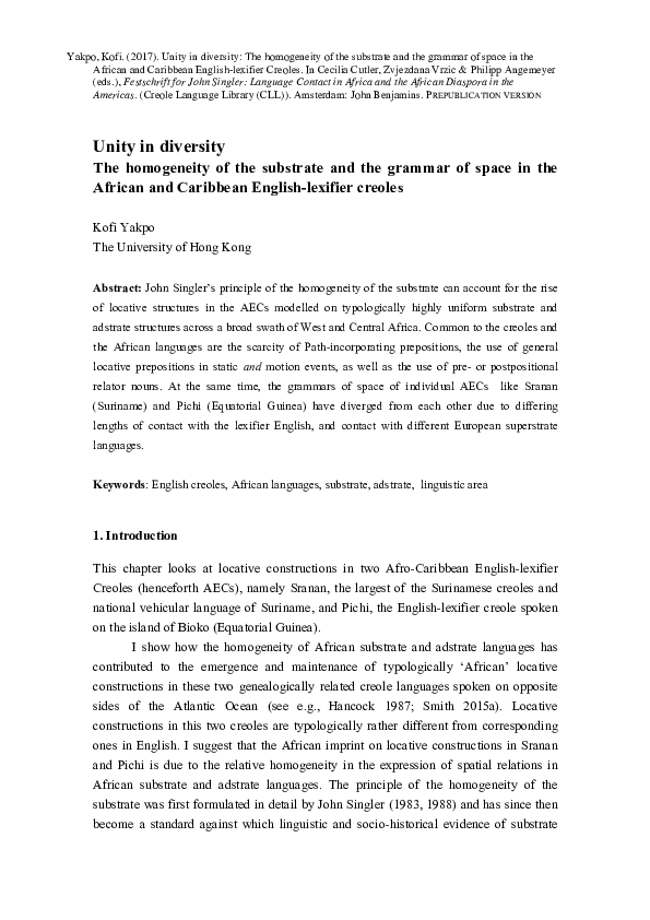 (PDF) The homogeneity of the substrate and the grammar of space in the ...