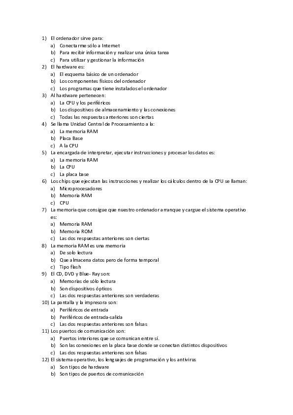 (DOC) Cuestionario de Hardware y software
