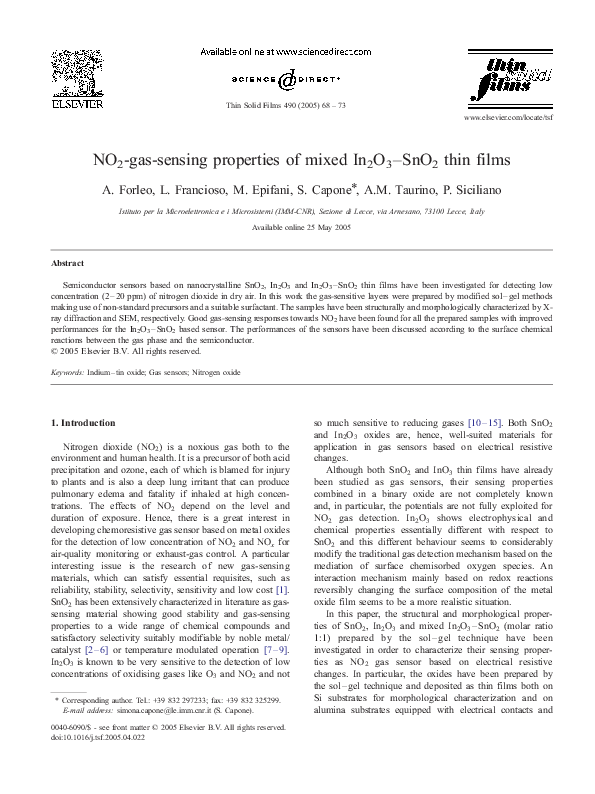 (PDF) NO2-gas-sensing properties of mixed In2O3–SnO2 thin films